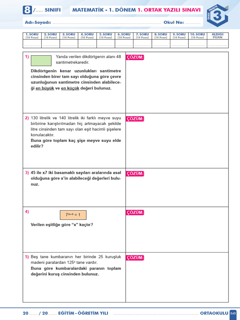 8 Mat Defter Yazili 1_1 (2024) | PDF