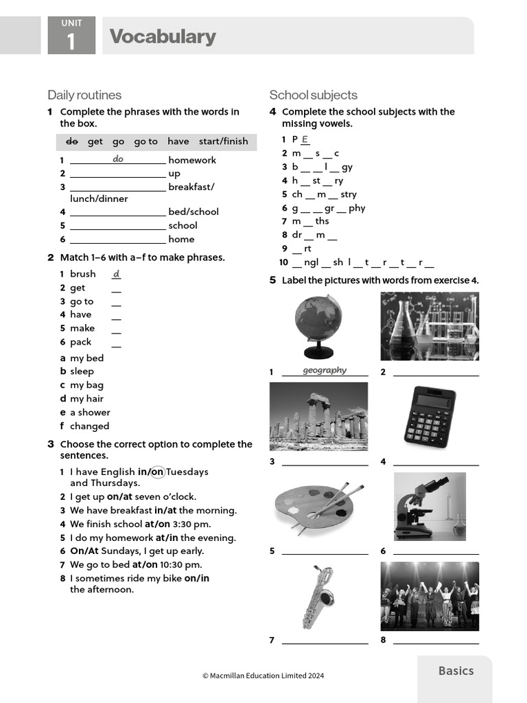 WeBe L1 U1 Vocab Basics | PDF