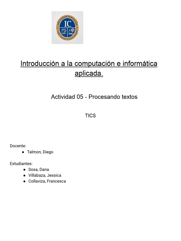 Introducción A La Computación e Informática Aplicada.: Actividad 05 ...