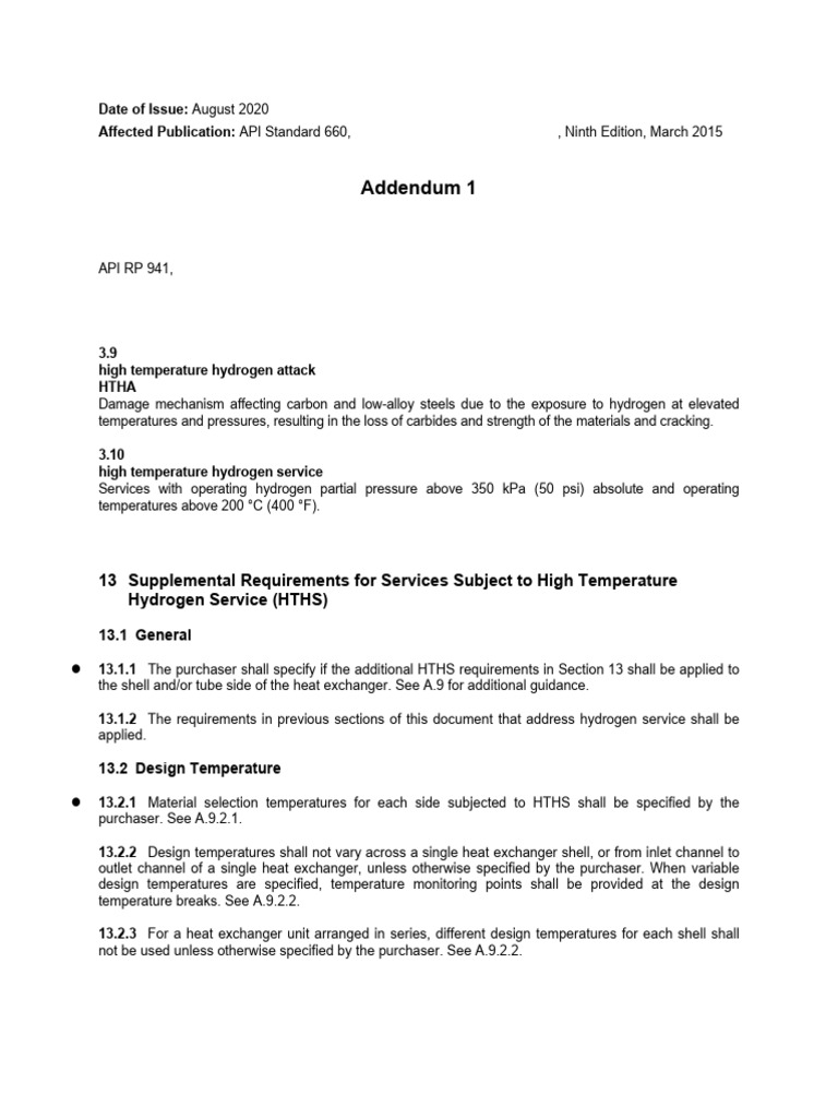 Summary of Changes of API 941 - Addendum - 1 - 240803 - 003450 | PDF | Welding | Construction