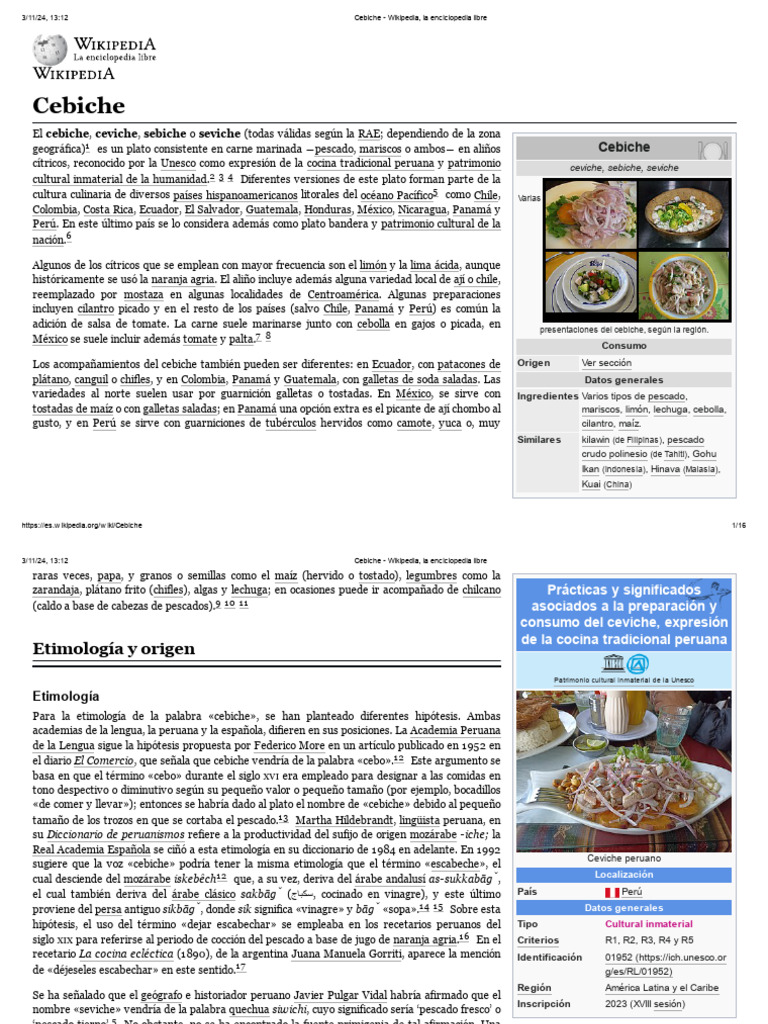 Variedades del Ceviche en América Latina | PDF | Ingredientes de comida ...
