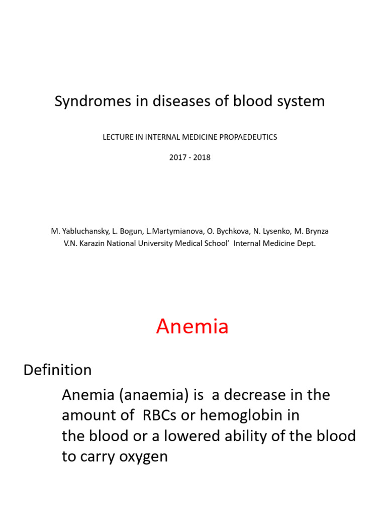 Lecture_Signs_and_symptoms_of_blood_system_diseases_2017-2018 | PDF ...