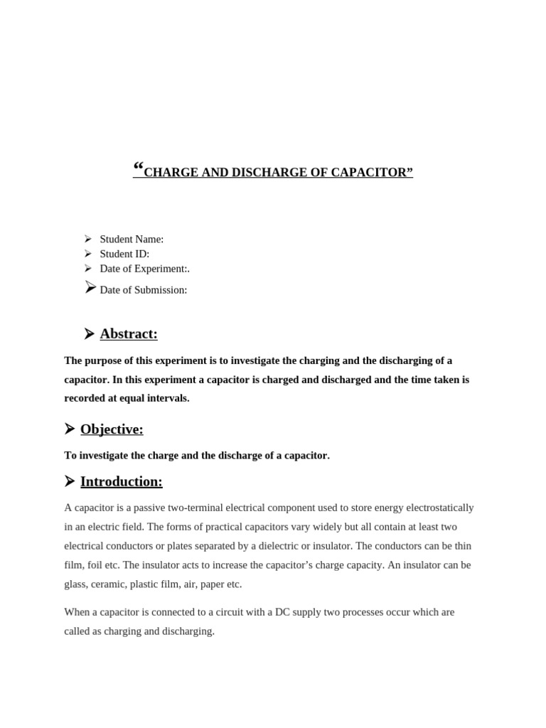 Charging and Discharging | PDF | Capacitor | Voltage