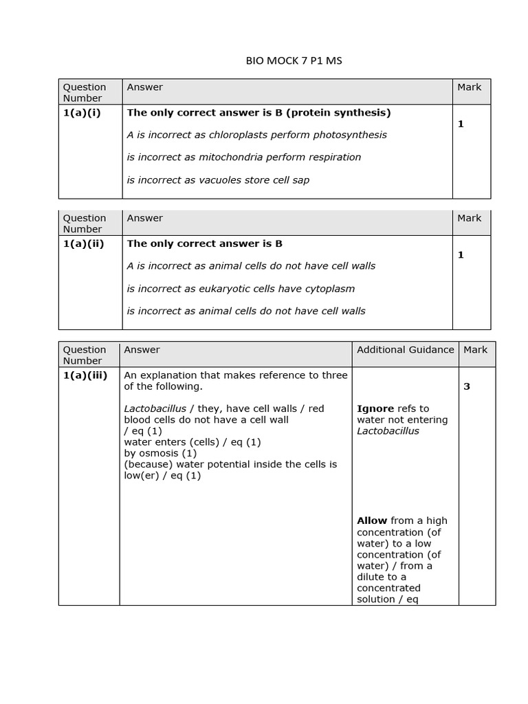 Biology Mock Exam 7: Answers & Marks | PDF | Zygosity | Dominance ...