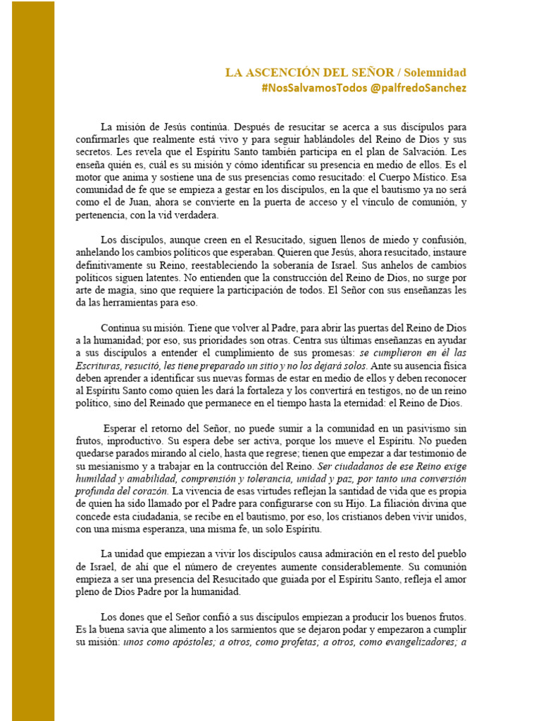 La Ascensión Del Señor Solemnidad Tiempo Pascual B Pdf La