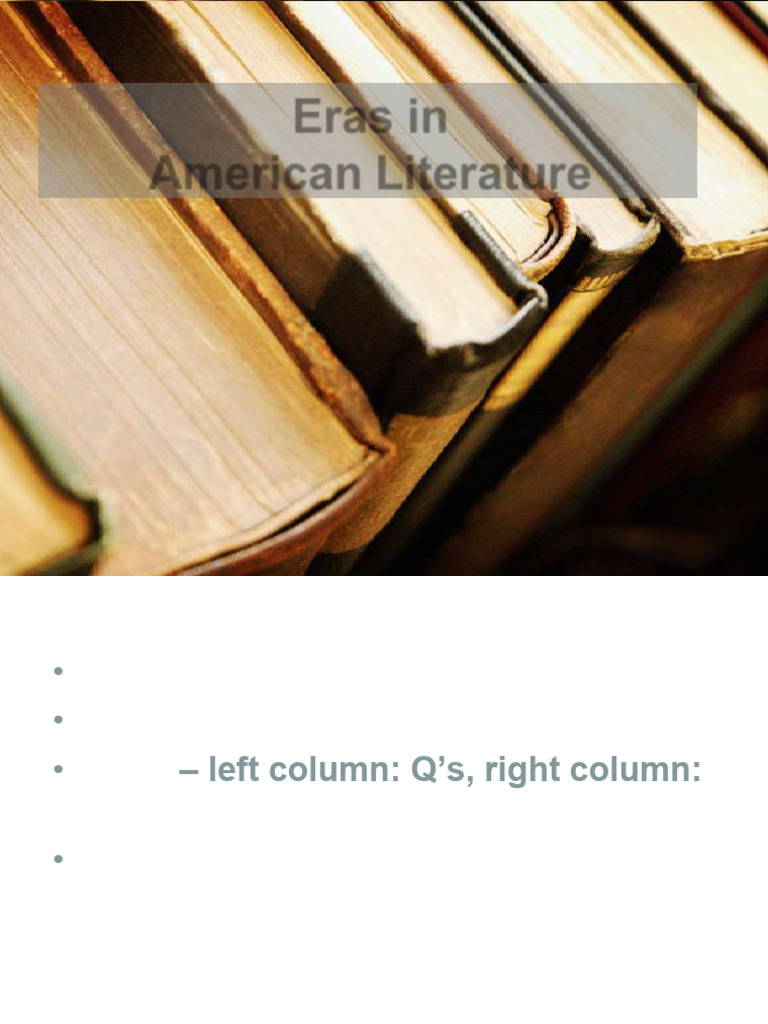 Eras of American Literature Overview | PDF | Transcendentalism ...