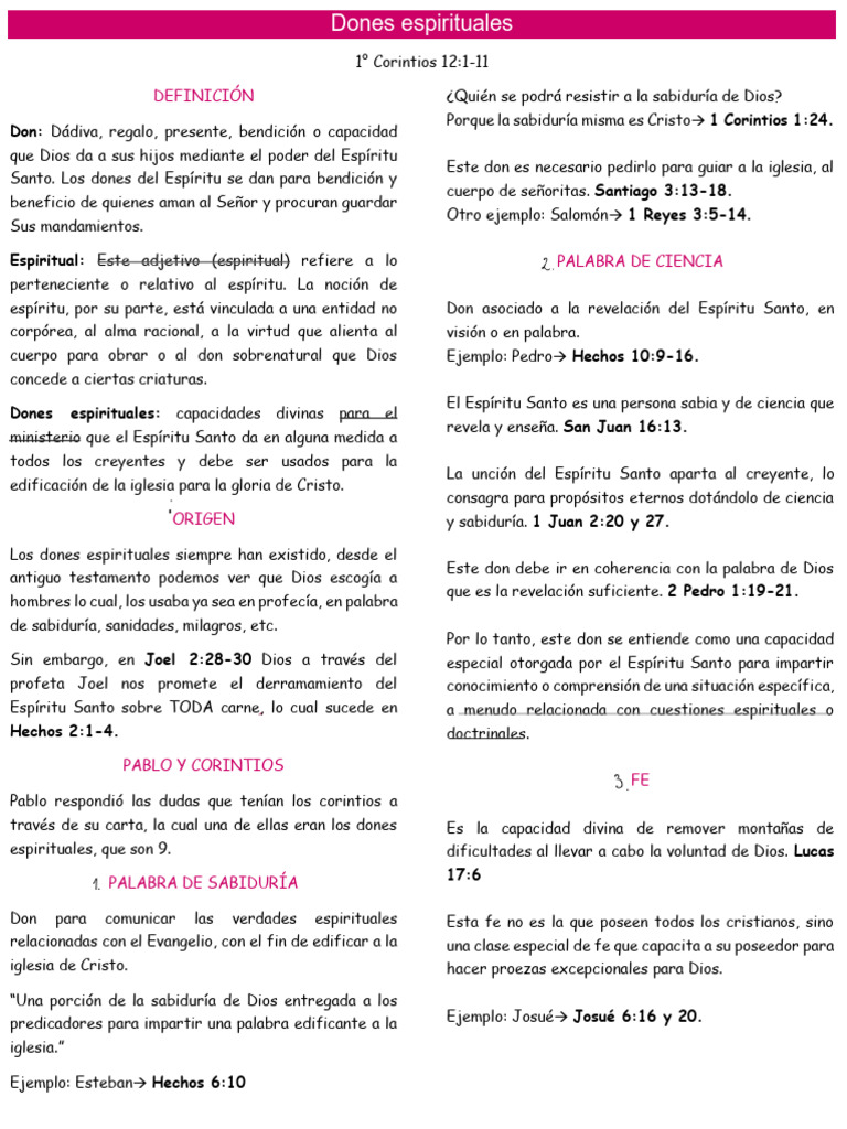 Dones Espirituales en 1 Corintios 12 | PDF | espíritu Santo | Primera epístola a los corintios