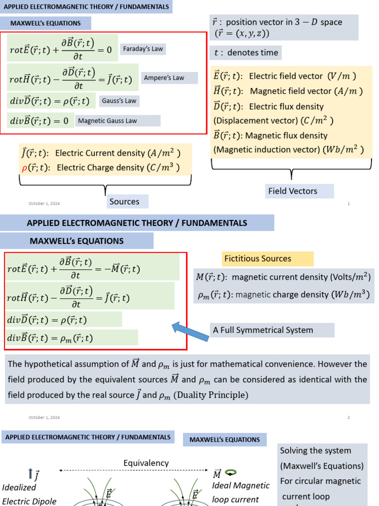Week1 Maxwell Eqns | PDF | Magnetic Field | Maxwell's Equations