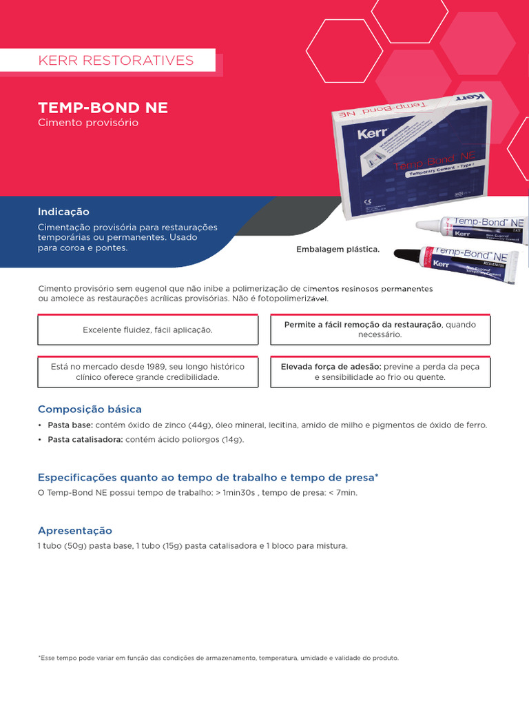 Cimento Provisório Temp-Bond NE: Indicações e Composição | PDF