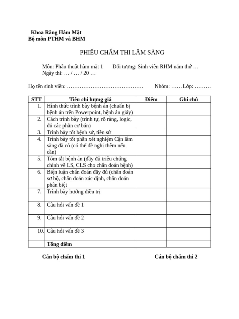 Phieu Cham Thi Ls | PDF