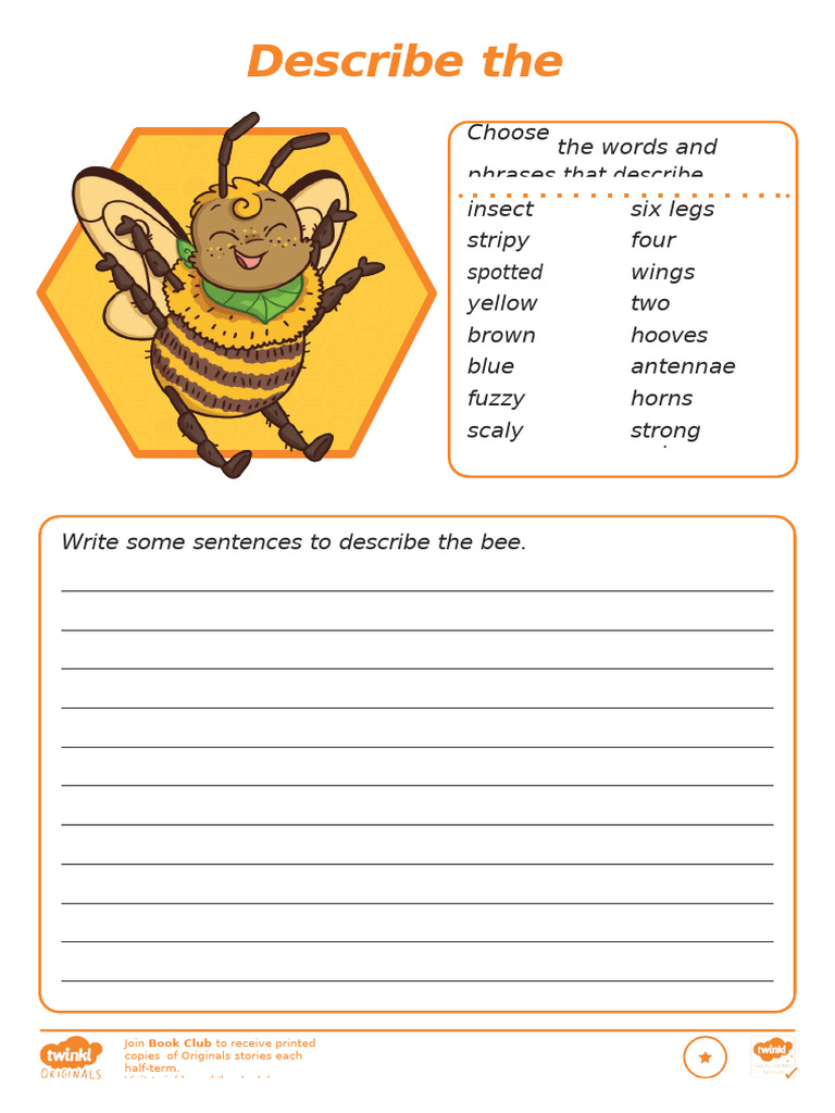 t-e-1661848937-describe-the-bee-writing-worksheet_ver_3 (1) | PDF