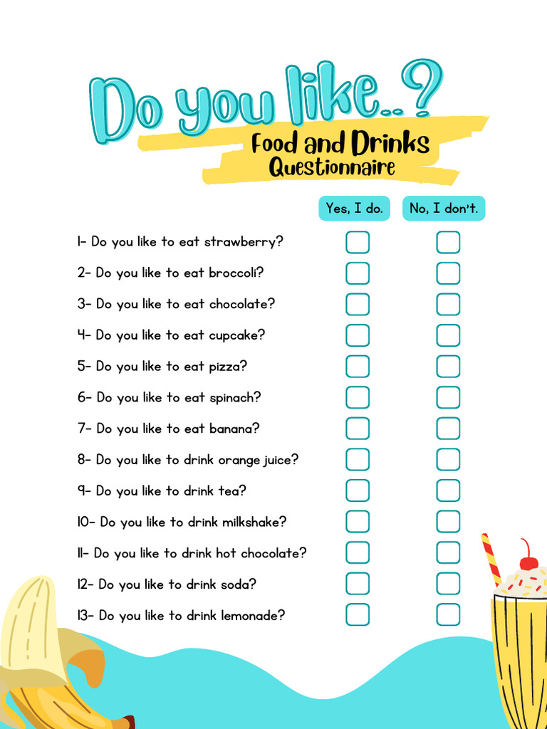 Food and Drink Preference Questionnaire | PDF