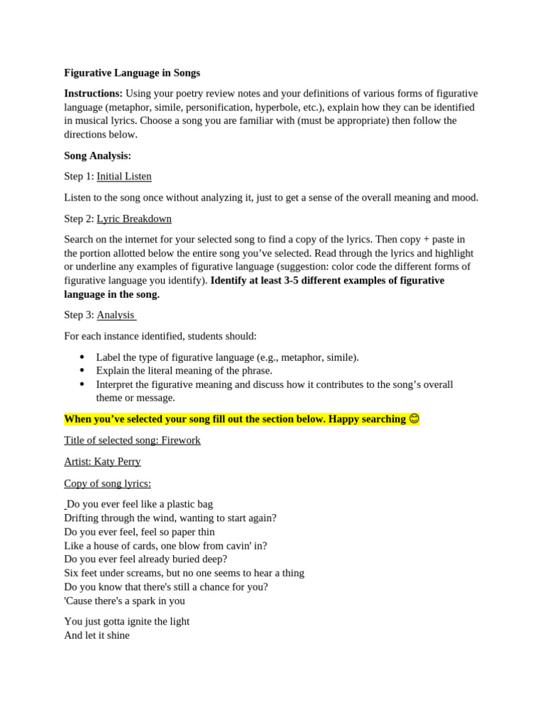 Analyzing Figurative Language in "Firework" | PDF | Metaphor