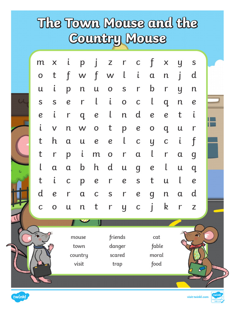 T T 18712 The Town Mouse and The Country Mouse Word Search - Ver - 2 | PDF