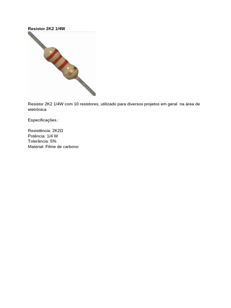 Resistor 2K2 1-4W | PDF