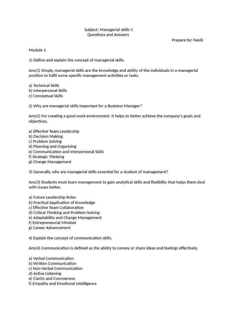 Essential Managerial Skills Explained | PDF | Motivation | Motivational