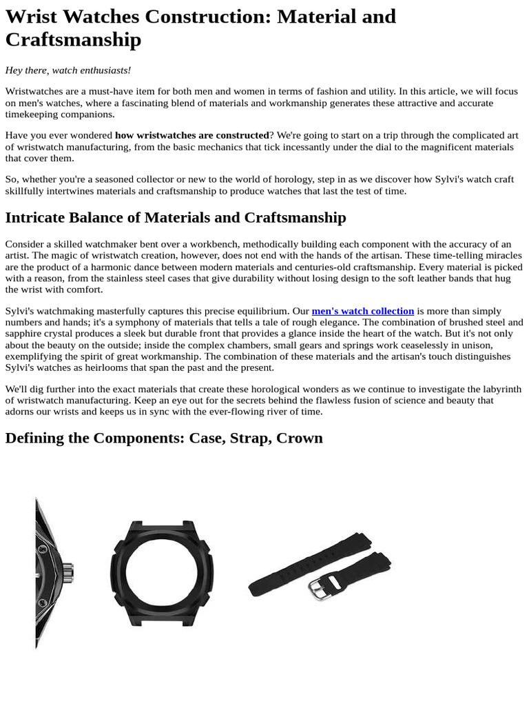 Wrist Watches Construction Material And | PDF | Watch
