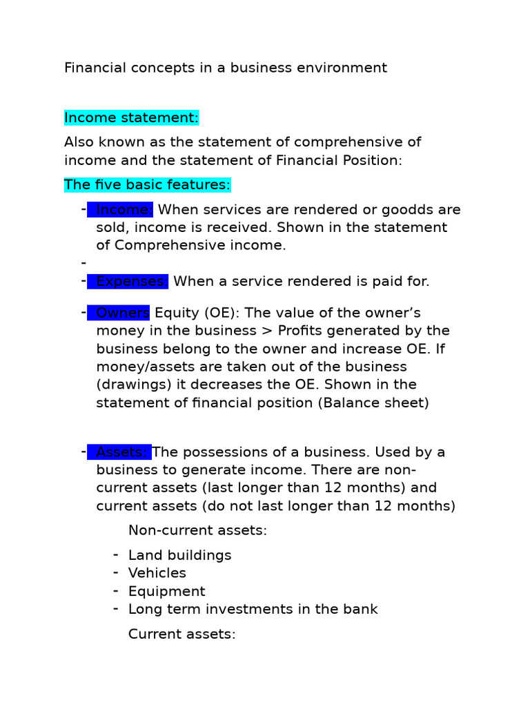 Financial Concepts in A Business Environment | PDF | Business | Finance ...