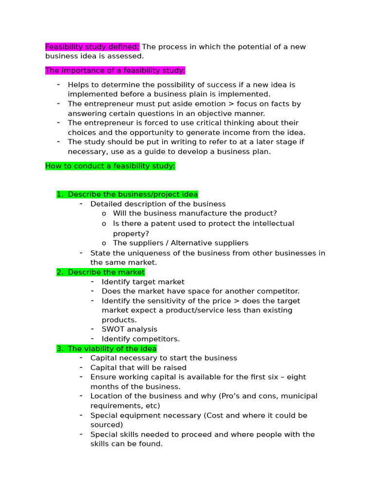 Guide to Conducting a Feasibility Study | PDF