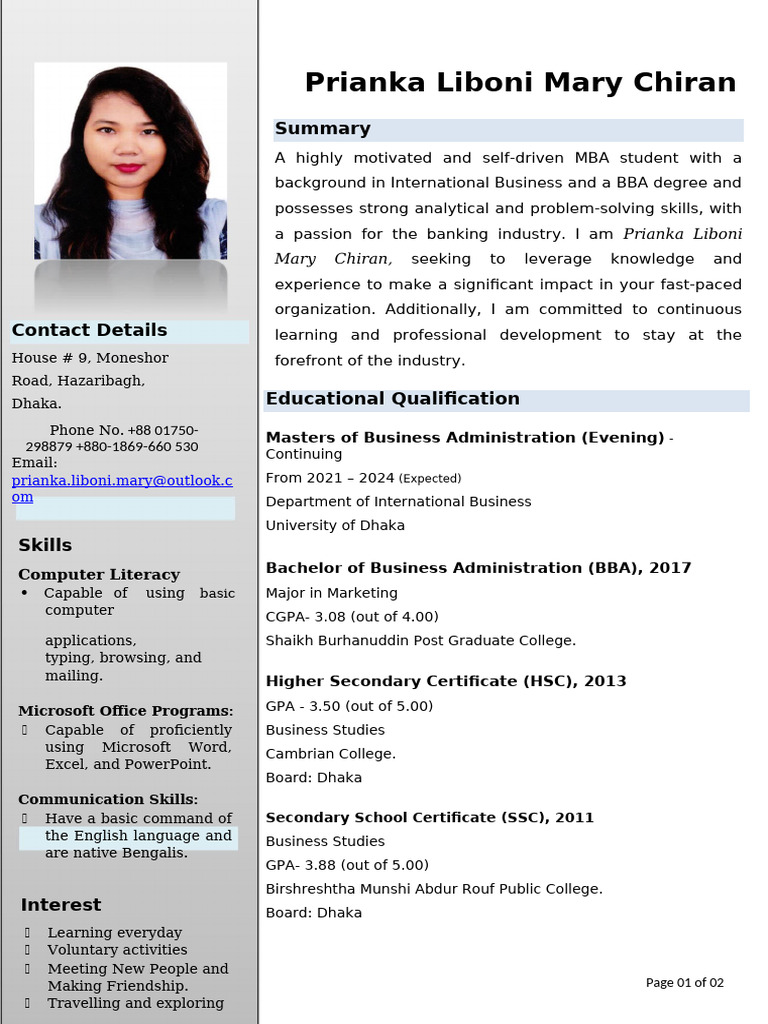 CV - Prianka Mary | PDF