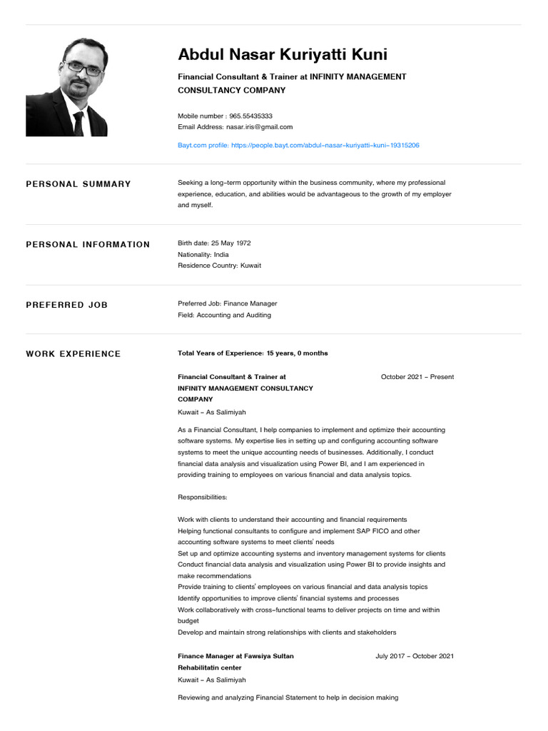 CV22186449 - Abdul Nasar Kuriyatti Kuni | PDF | Expense | Accounting