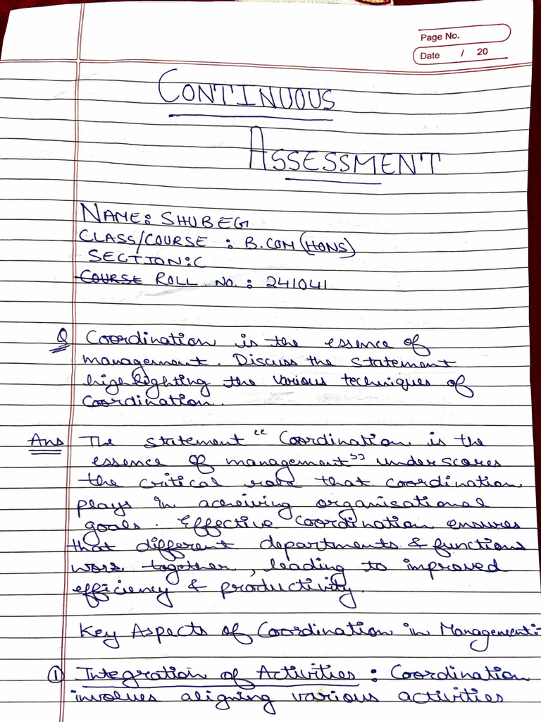Continuous Assessment | PDF