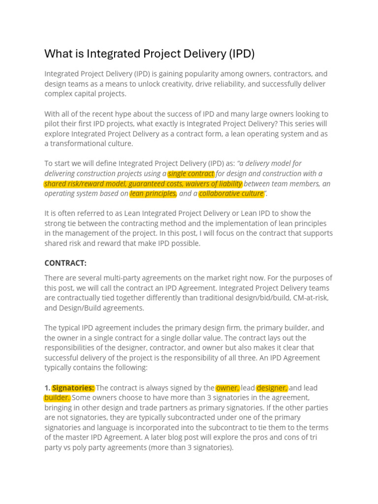 Integrated Project Delivery Guide | PDF | Building Information Modeling ...