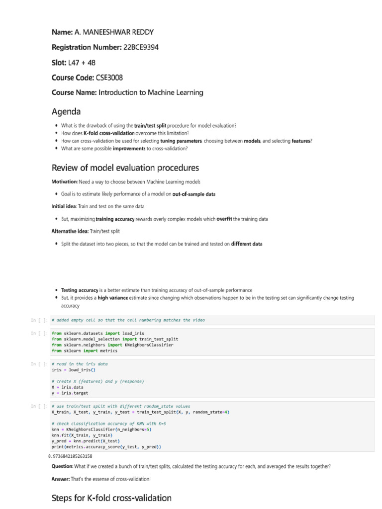 Cross Validation | PDF