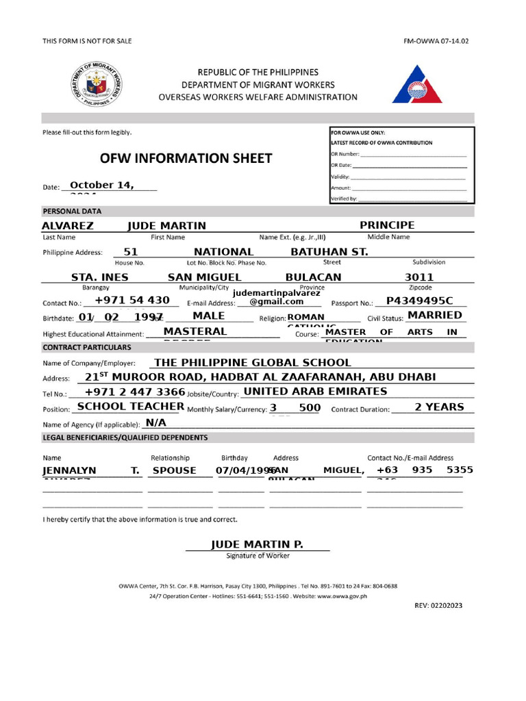 Owwa Form | PDF