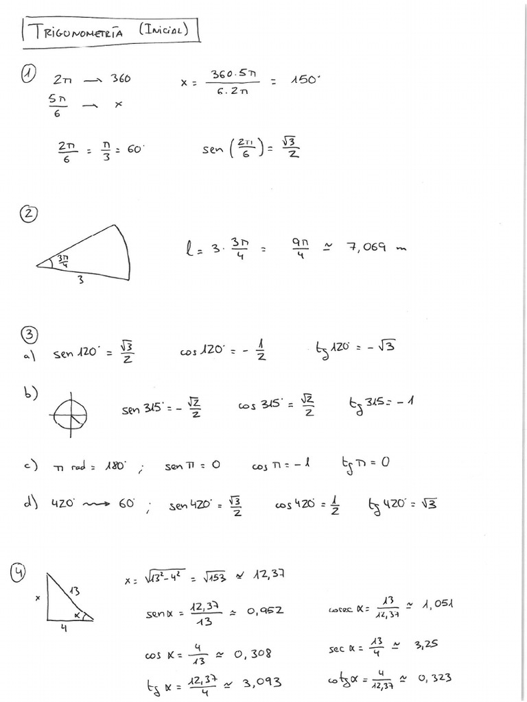Trigonometria 1 - Soluciones | PDF