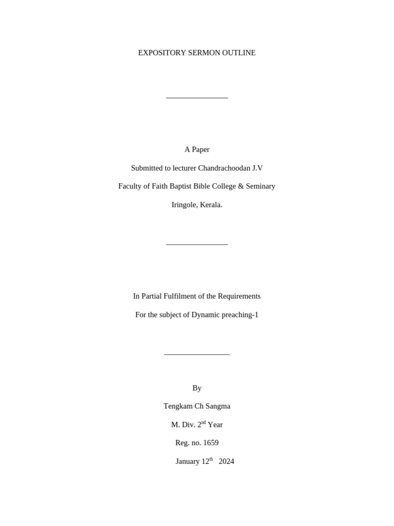 Expository Sermon Outline | PDF