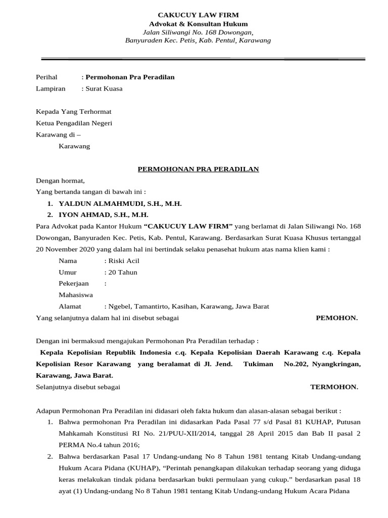 Pra-Peradilan Panjul | PDF