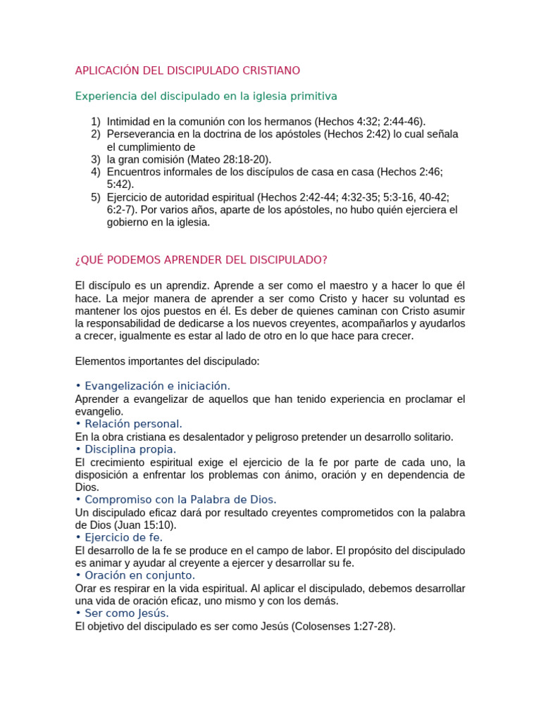 Aplicación Del Discipulado Cristiano | PDF