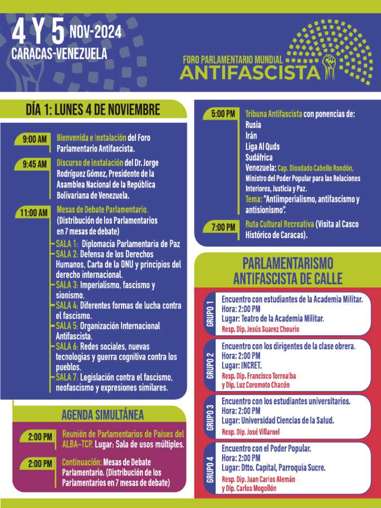 Programa Foro Parlamentario Mundial Antifascista | PDF