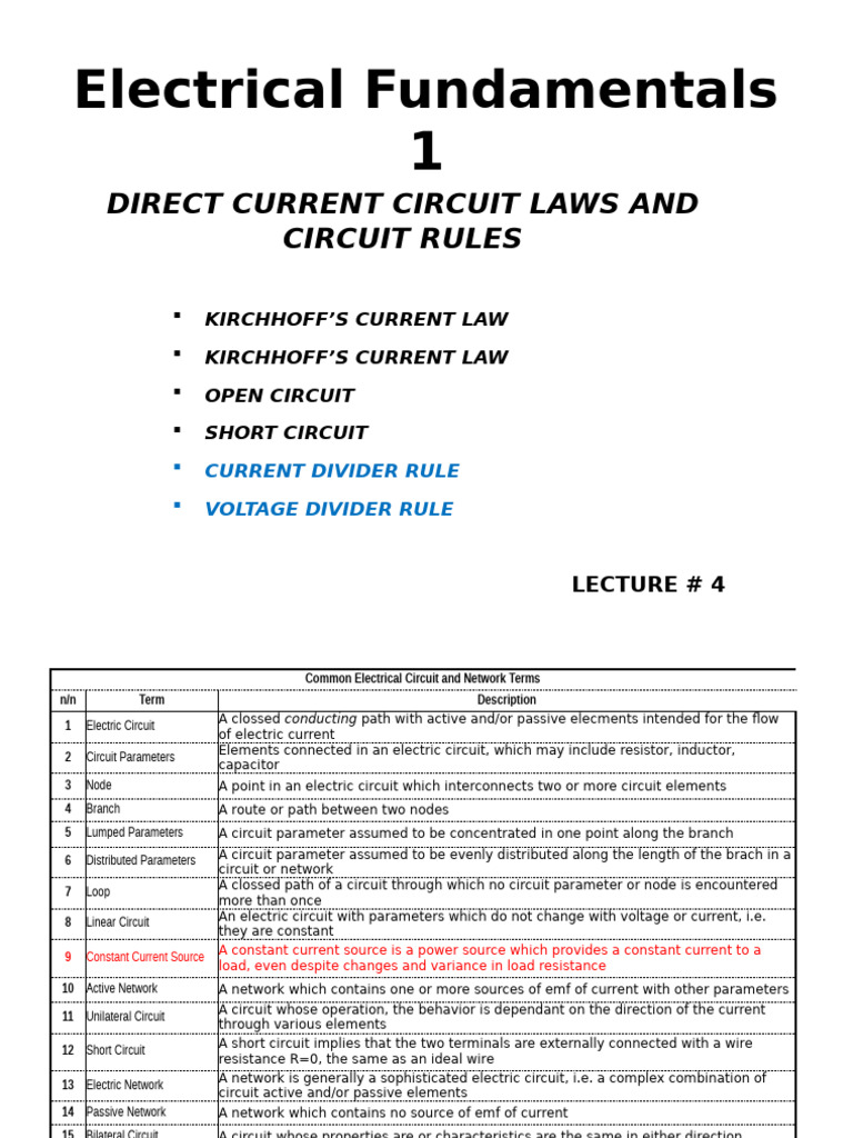 Eeb 231 - 2024 - Lecture 4 - DC Circuits Laws and Rules | PDF ...
