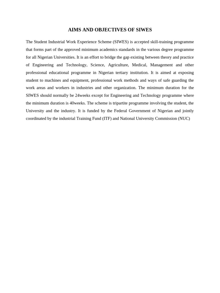 siwes aims | PDF