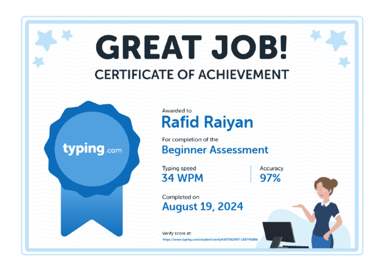 Typing Beginner Certificate | PDF