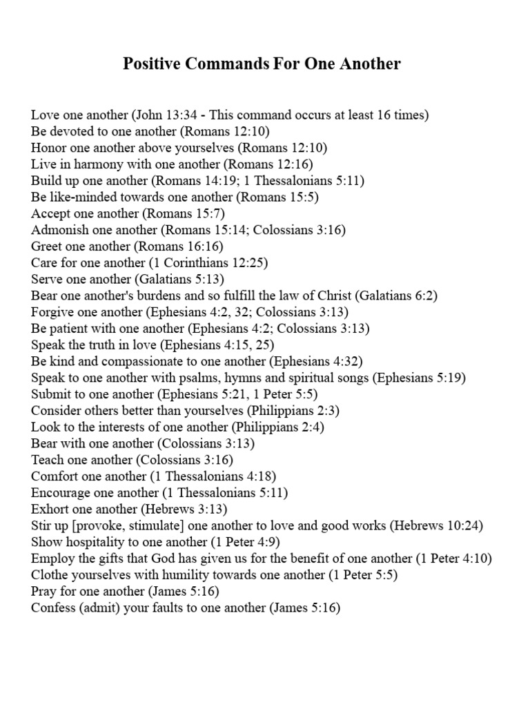 Positive Commands For One Another - Handout | PDF