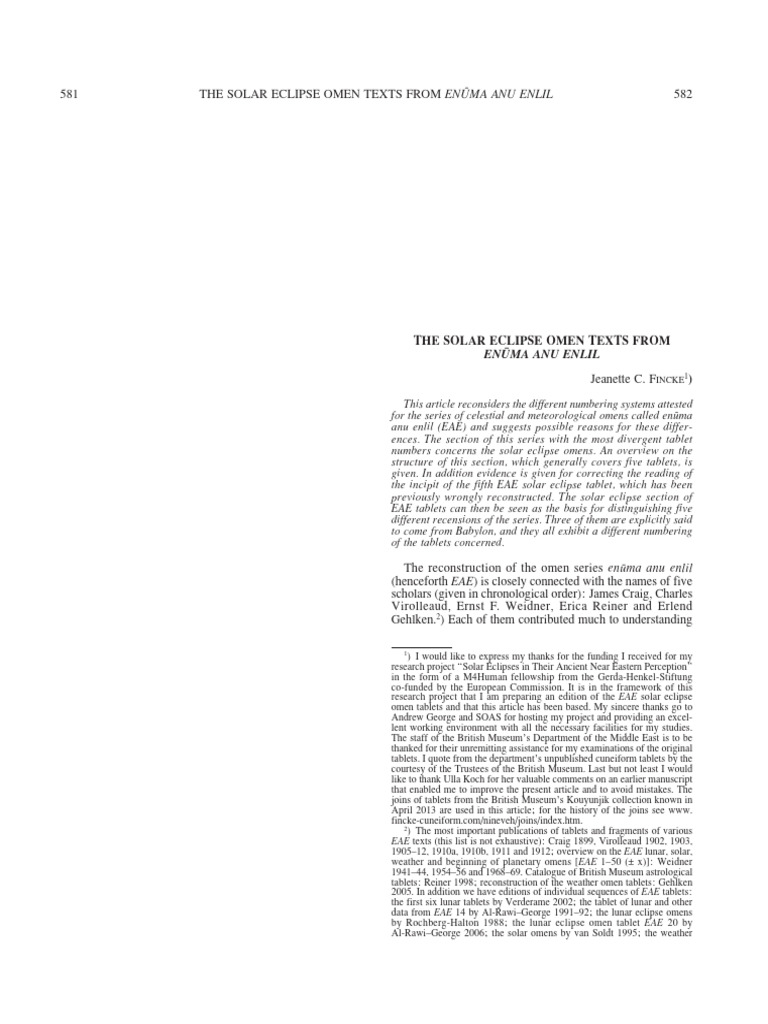 Solar Eclipse Omens in Enūma Anu Enlil | PDF | Babylonia | Babylon
