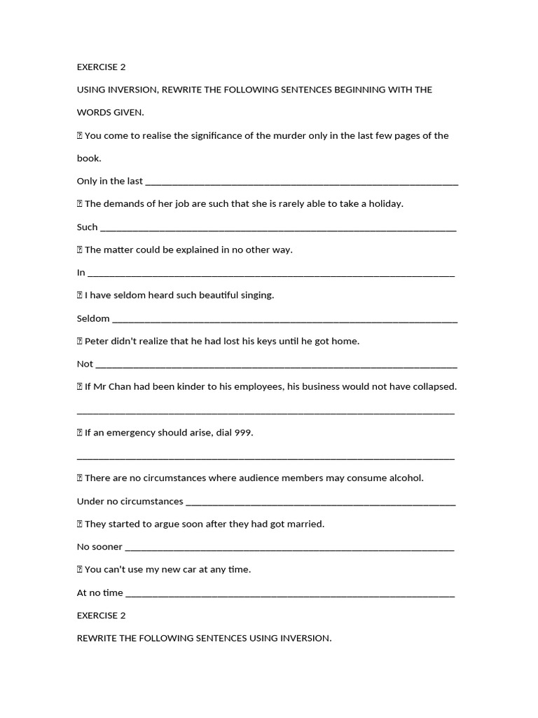 Inversion Exercise 2 | PDF | Home & Garden