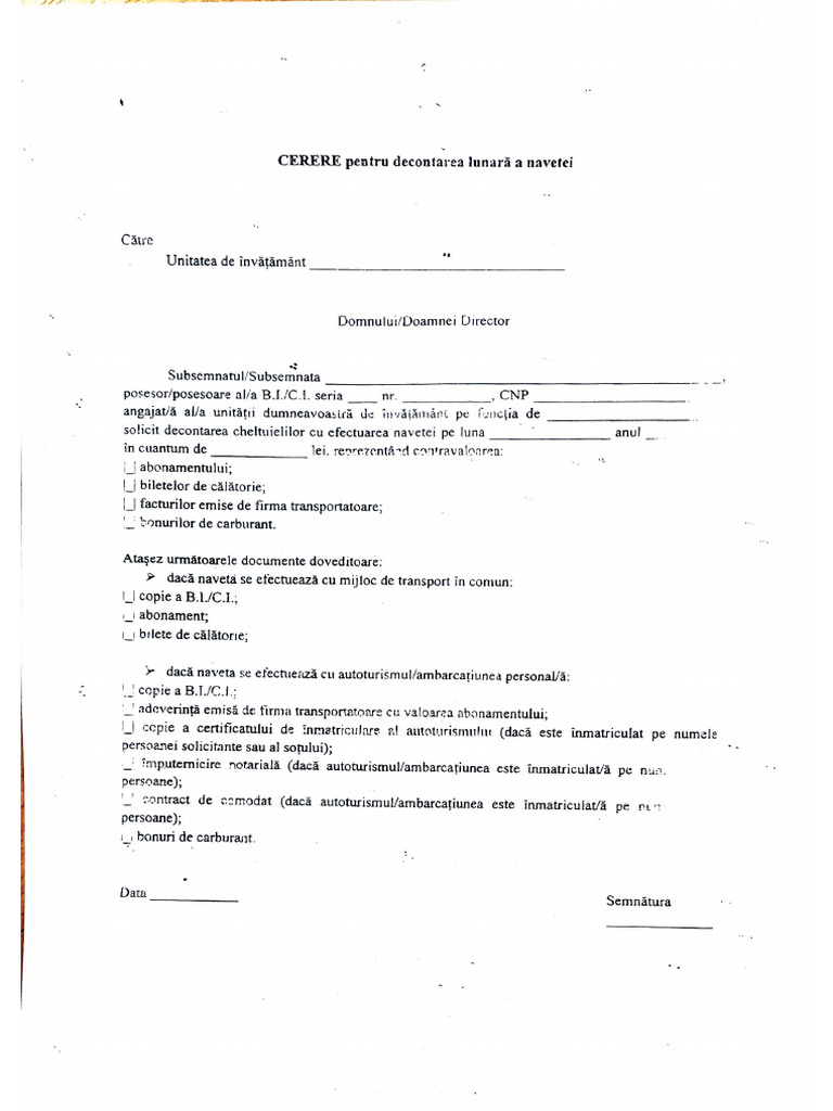 Cerere Decont Scoala | PDF