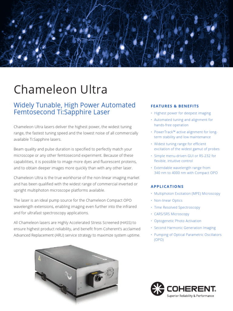 COHR ChameleonUltra DS 0119 3 | PDF | Laser | Microscopy