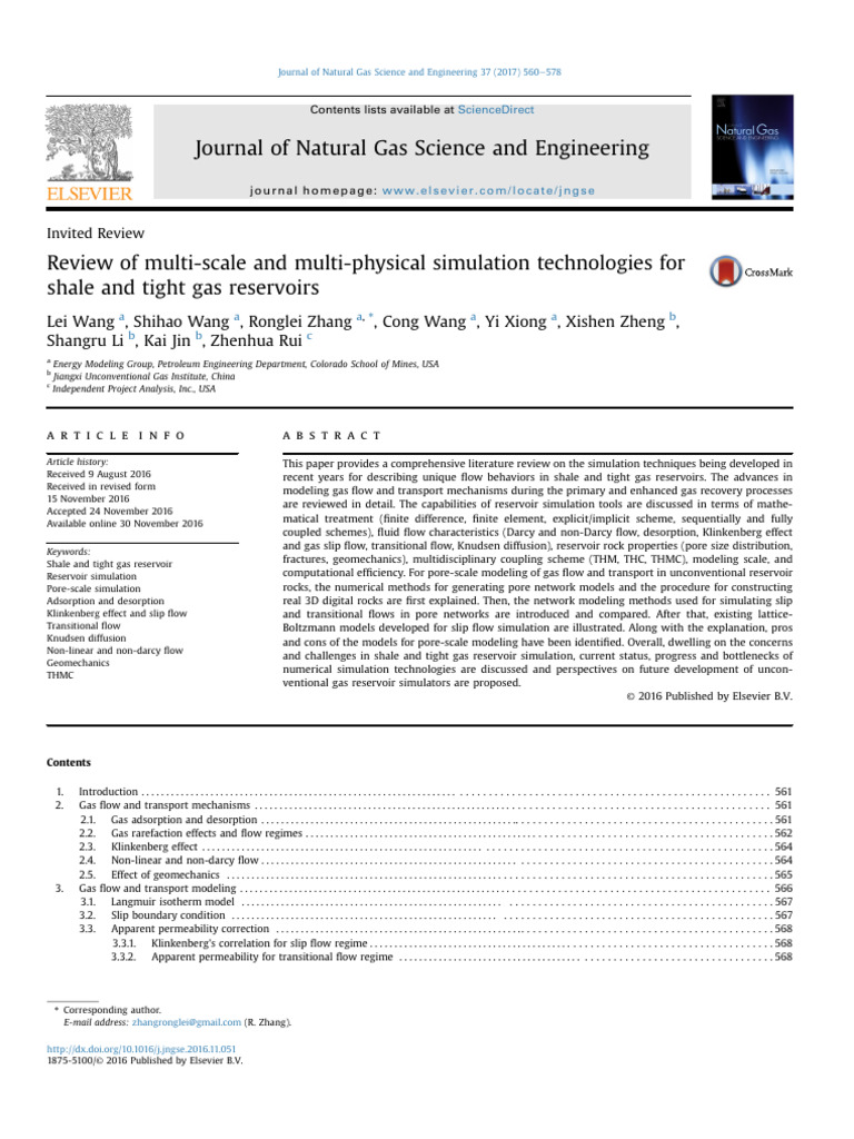 Review of multi-scale and multi-physical simulation technologies for shale and tight gas ...