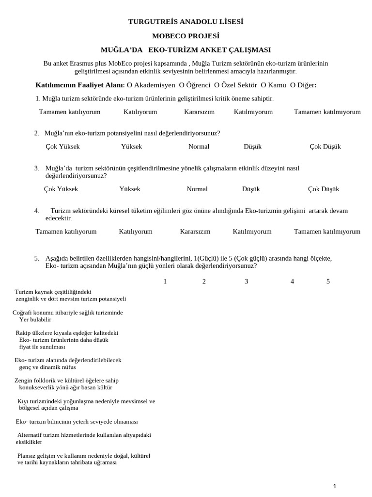 Alternatif Turizm Anket Formu v4 - 10932 - 3564877 | PDF