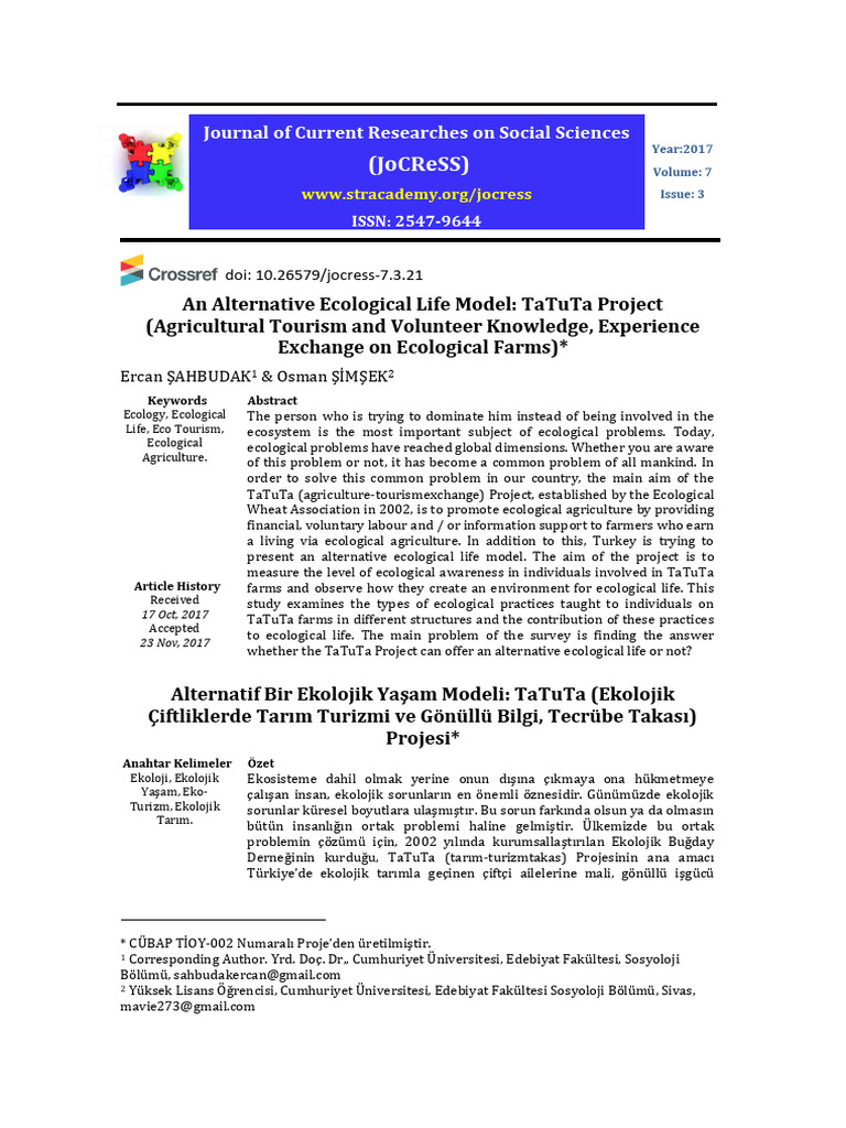 (Jocress) : Journal of Current Researches On Social Sciences | PDF