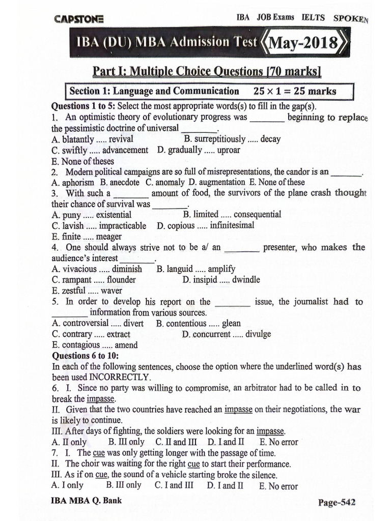 DU IBA MBA Question Bank With Solve Previous Years (2018-2023) by ...