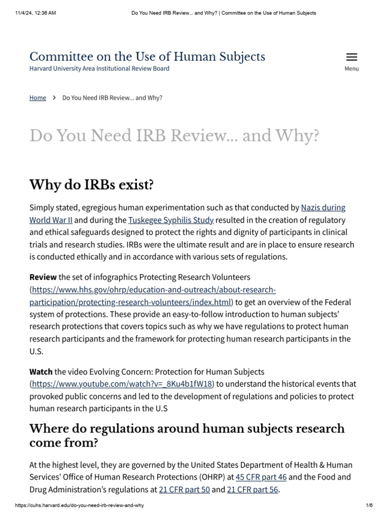 Do You Need IRB Review... and Why - Committee On The Use of Human ...