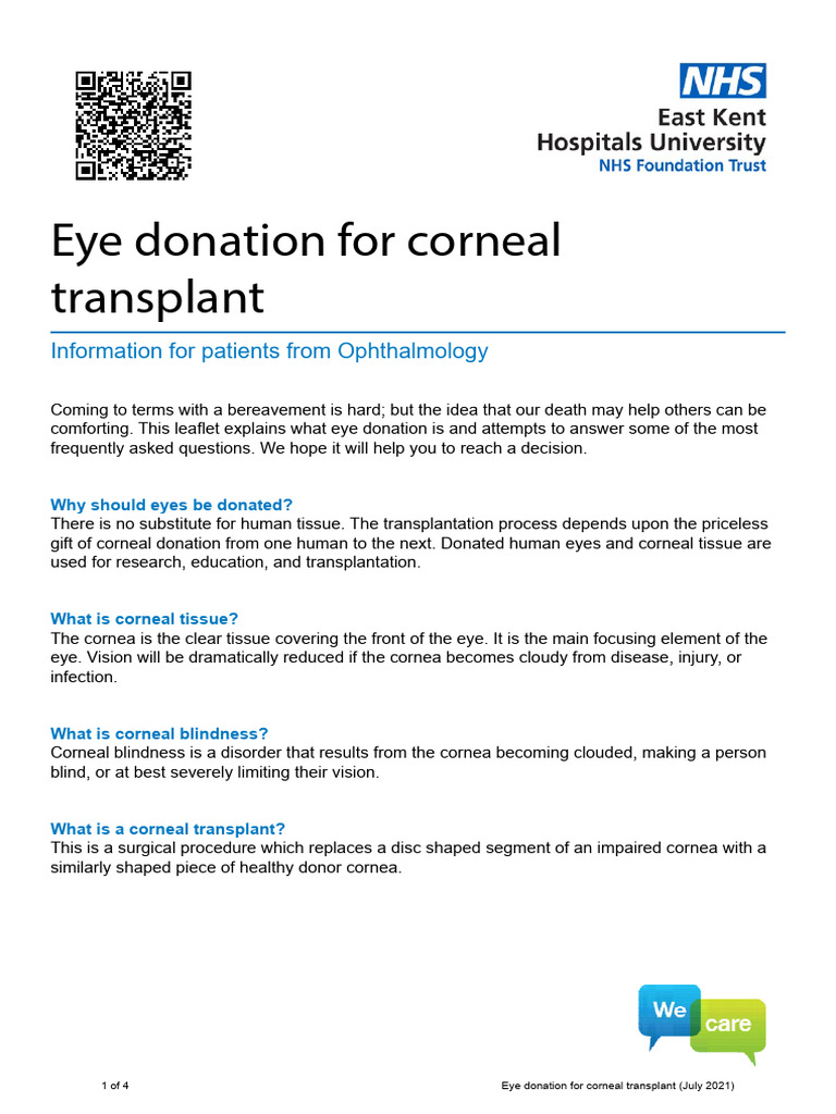 Eye Donation For Corneal | PDF | Cornea | Organ Donation