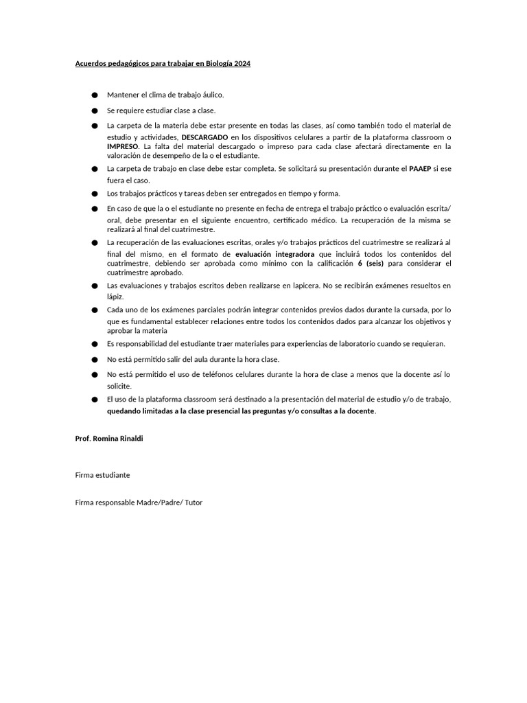 Pautas de Trabajo en Clase | PDF