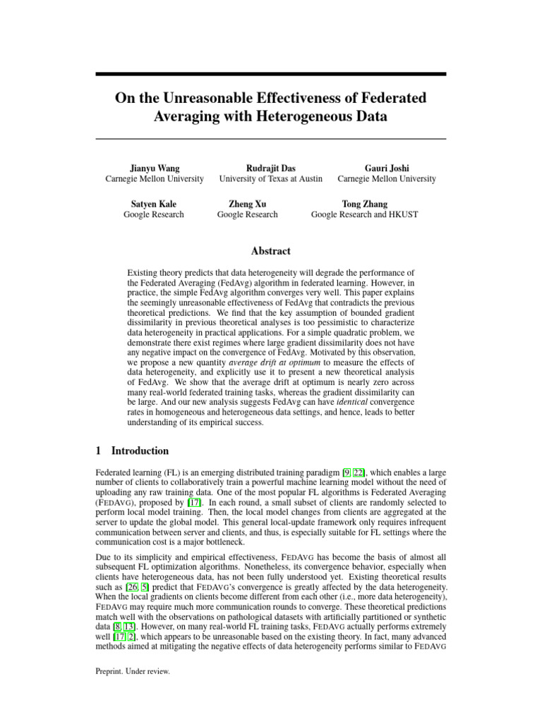 On The Unreasonable Effectiveness of Federated Averaging With Heterogeneous Data | PDF ...